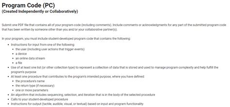 Ap Csp Create Task Rubric Clarification Procedures Lists And