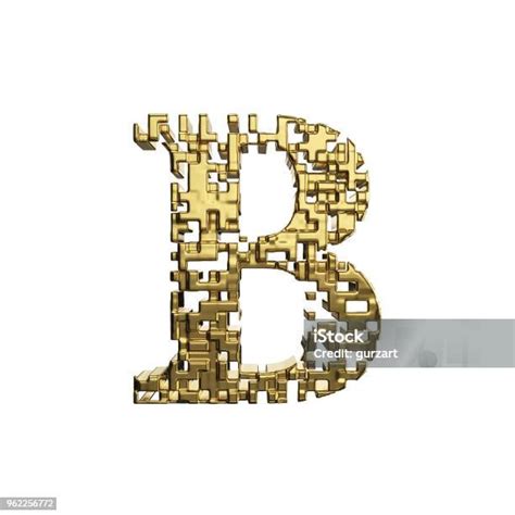 알파벳의 편지는 대문자 B입니다 노란 금속 모양 황금 글꼴에 의하여 이루어져 있다 3d 렌더링에 고립 된 흰색 배경 0명에 대한 스톡 사진 및 기타 이미지 Istock