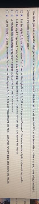 solved 100 how could you use a random digit generator or