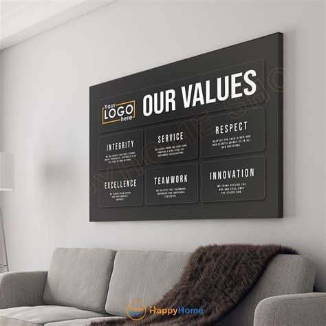 Personalized Company Our Values Wall Art Business Core Values Decor