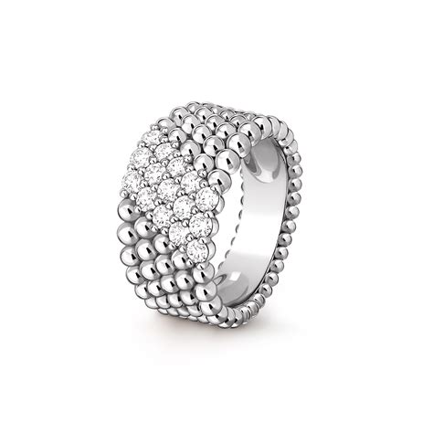 perlée diamonds ring 5 rows 18k white gold diamond van cleef and arpels