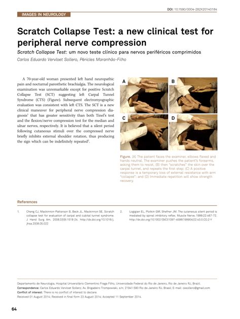 Pdf Scratch Collapse Test A New Clinical Test For Peripheral Nerve Compression