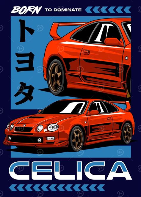 Toyota Celica Gt 4 Jdm Car Displate Poster Jdm Poster Art Red Toyota