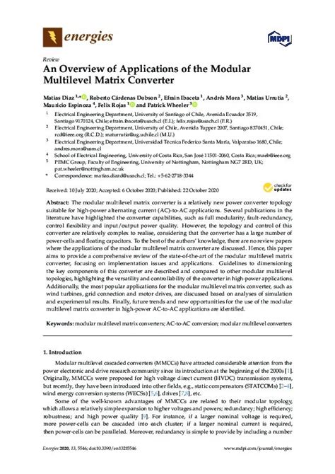 An Overview Of Applications Of The Modular Multilevel Matrix Converter
