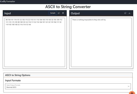 Ascii To String Converter Codifyformatter