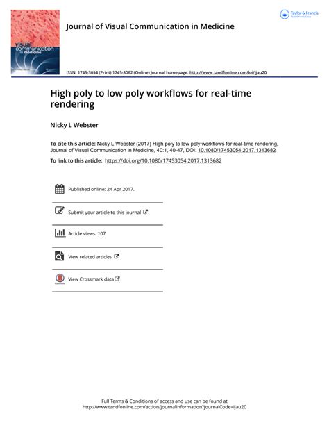 Pdf High Poly To Low Poly Workflows For Real Time Rendering