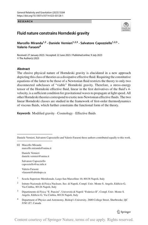 Pdf Fluid Nature Constrains Horndeski Gravity