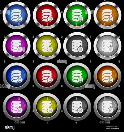 Database Properties White Icons In Round Glossy Buttons With Steel