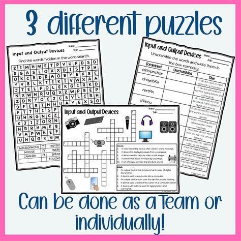 input and output devices word search crossword and word scramble free teaching resources
