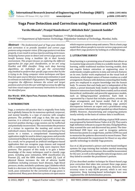 Yoga Pose Detection And Correction Using Posenet And Knn Pdf