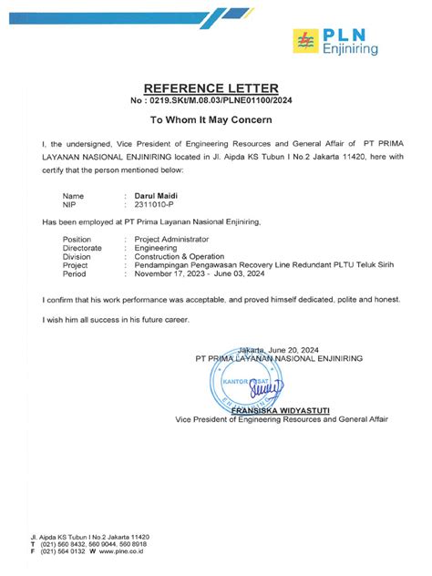 Reference Letter Paklaring Darul Maidi Pdf