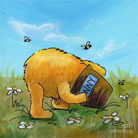 Winnie The Pooh Stuck In The Hunny Pot Painting By Annie Troe Pixels