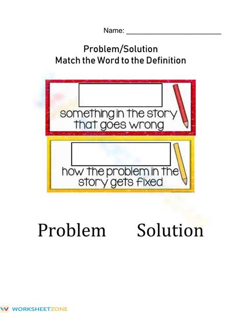 Problem Solution Definition Match Worksheet