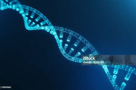 디지털 Dna 분자 구조 개념 디지털 코드 인간 게놈 유전자가 변형 된 Dna 분자 입자 점 3d 그림으로 구성 된 Dna 나선구조에 대한 스톡 사진 및 기타 이미지
