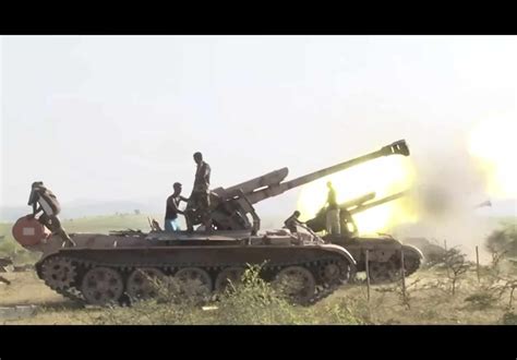 Eritrean Army T 5554 With D 30 Howitzers Mounted On Top During The