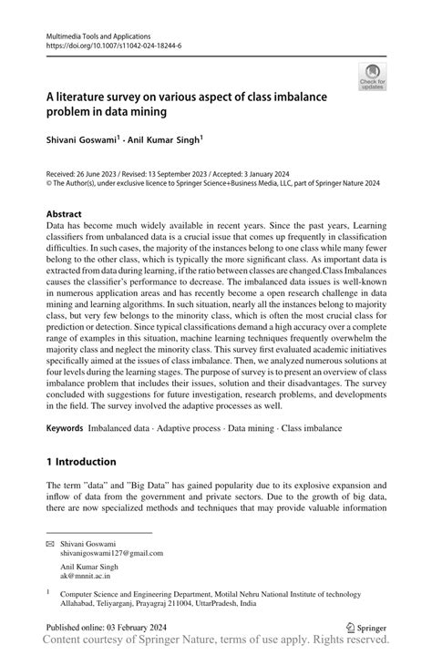 a literature survey on various aspect of class imbalance problem in