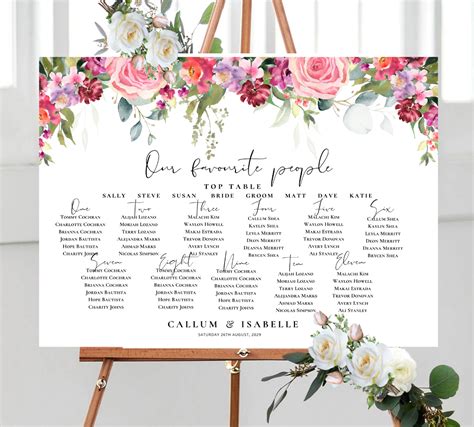 Isabel Wedding Table Plan