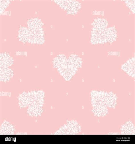 Vector Seamless Minimalistic Style Pattern With Lacy Hearts Abstract