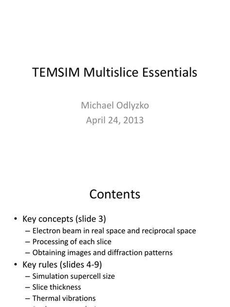 Tem Multislice Simulation Tutorial Pdf Angular Resolution