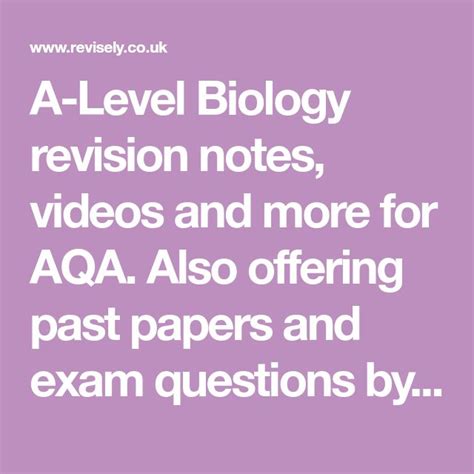 A Level Biology Revision Notes Videos And More For AQA Also Offering