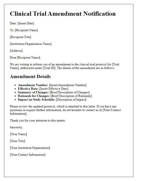 Letter Template For Clinical Trial Protocol Amendment Free Samples In Pdf Letterin