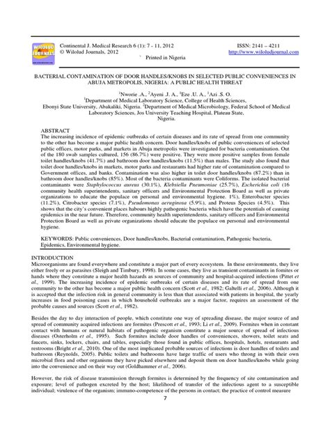 Bacterial Contamination Of Door Handles Pdf Pdf Methicillin Resistant Staphylococcus Aureus