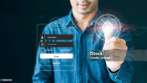 Cyber Security Login Data Protection Concept Fingerprint Scanning And