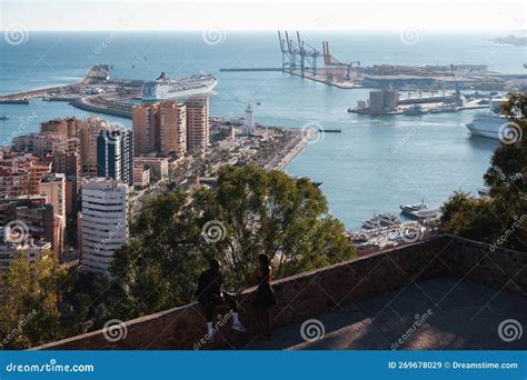 Malaga S Cityscape From The Walls Of Castillo De Gibralfaro Editorial Stock Image Image Of