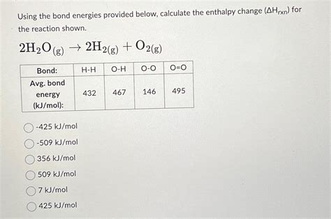 Answered Using The Bond Energies Provided Below … Bartleby