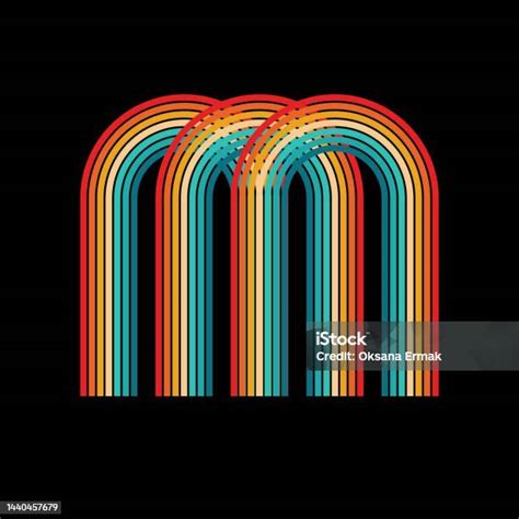 Retro Rainbow Abstract Background Vintage 70s Rain Bow Arch Vector