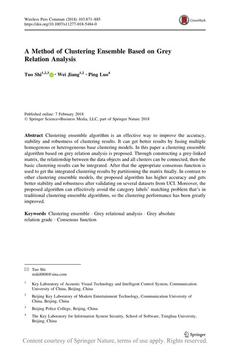 A Method Of Clustering Ensemble Based On Grey Relation Analysis