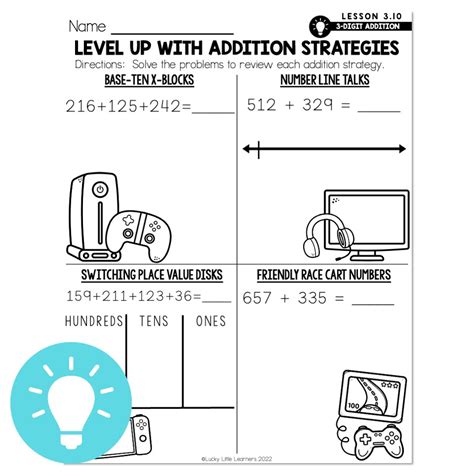 Lucky To Learn Math 3 Digit Addition Review Lesson 310 Mini Lesson Level Up With