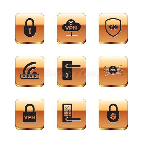 Set Lock Vpn Digital Door Lock With Wireless Door Handle Wifi Locked And Shield Eye Icon