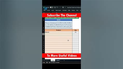 Separate One Cell Data Into Multiple Cells 😮 Shorts Youtube