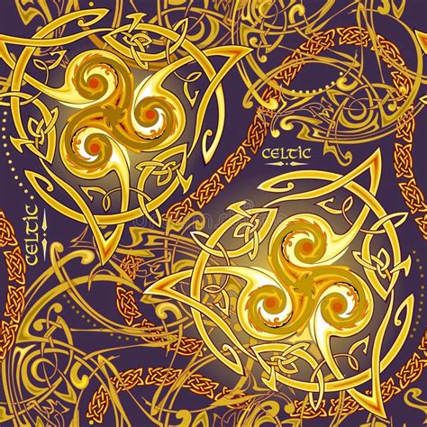 Seamless Pattern Ornament Luxury Golden Background With Ancient Celtic