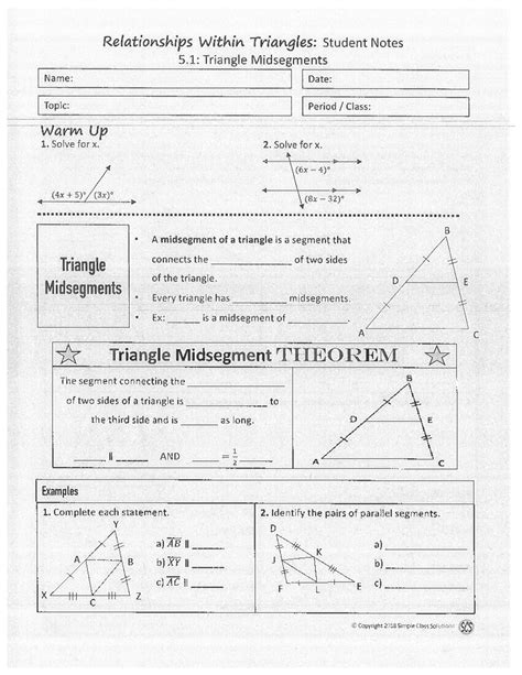 Triangle Midsegments Name Re AtiorLs Hips Withiv Triavi Es Babe Notes Triangle