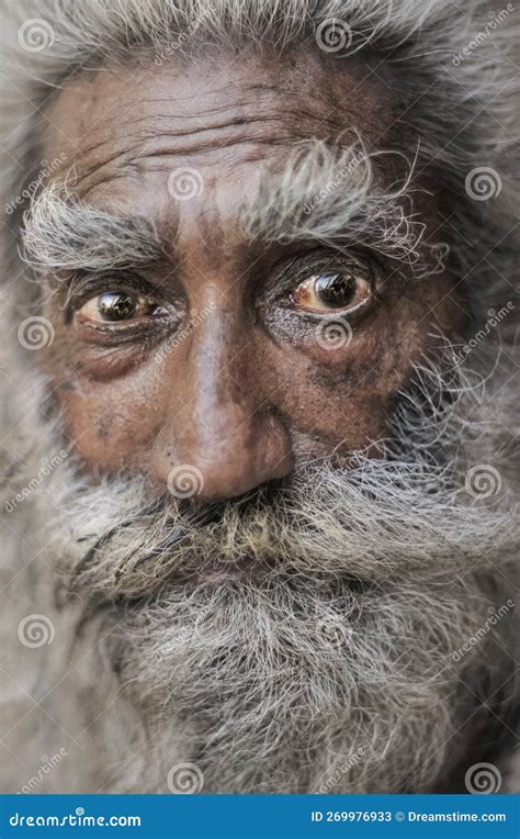 Indian Hindu Religion Holy Old Man Full White Beard Editorial Stock