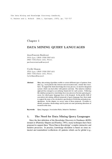 Pdf Data Mining Query Languages