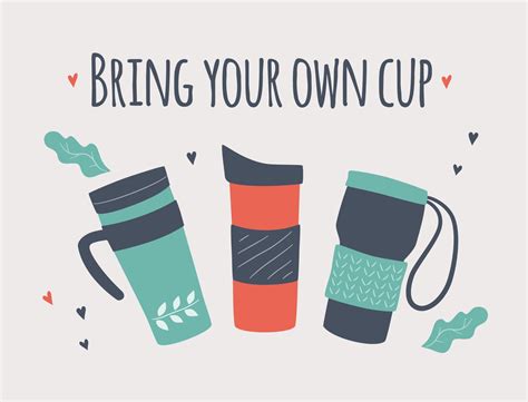 Bring Your Own Cup Byoc Hand Drawn Reusable Coffee To Go Mug