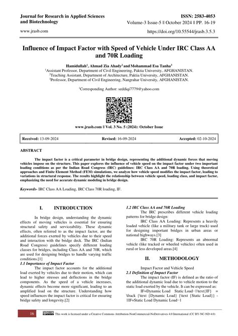 pdf influence of impact factor with speed of vehicle under irc class aa and 70r loading