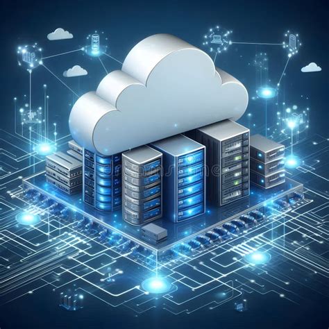 Photo Realistic As Cloud Computing Infrastructure With Data Centers And Servers Concept As