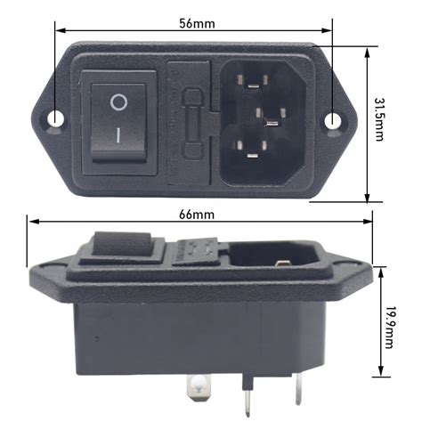 IEC Electrical Switch Connector Female Plug AC Power Inlet