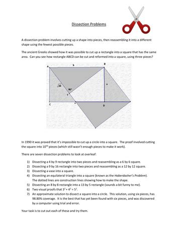 Extension Dissection Problems Teaching Resources