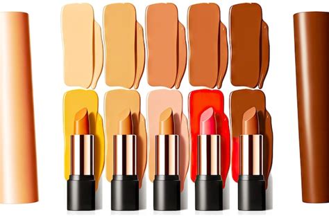 Premium Photo Selection Of Foundation For Face Lipstick Swatch