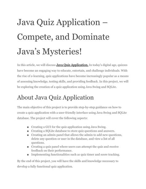 Ppt Java Quiz Application Powerpoint Presentation Free Download Id