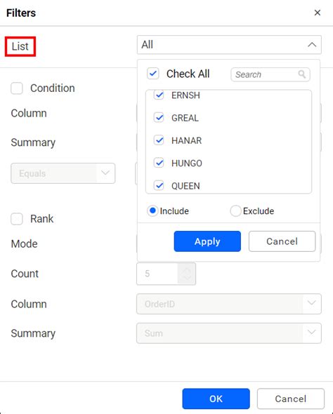 filtering data in widgets embedded bi bold bi learning