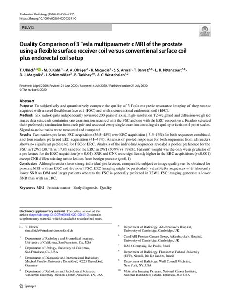 Pdf Quality Comparison Of 3 Tesla Multiparametric Mri Of The Prostate