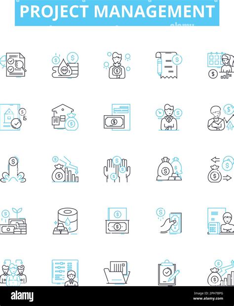 Project Management Vector Line Icons Set Planning Managing