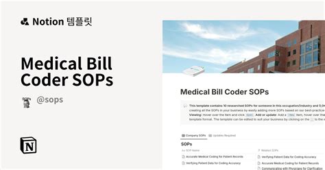 Medical Bill Coder Sops 템플릿 제작자 Sops Notion 노션 마켓플레이스