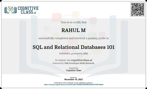 Rahul M On Linkedin Sql And Relational Database Certification